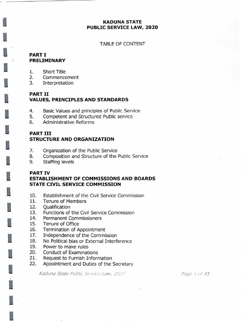 Kaduna State Public Service Law, 2020 | PDF | Civil Service | Judiciaries