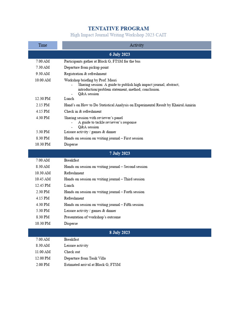 Tentatif Program | PDF | Career & Growth