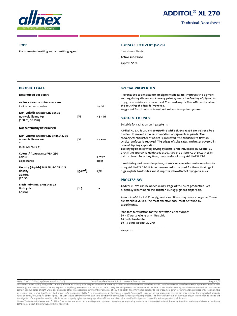 Additol-Xl-270 en A4 | PDF | Materials | Materials Science