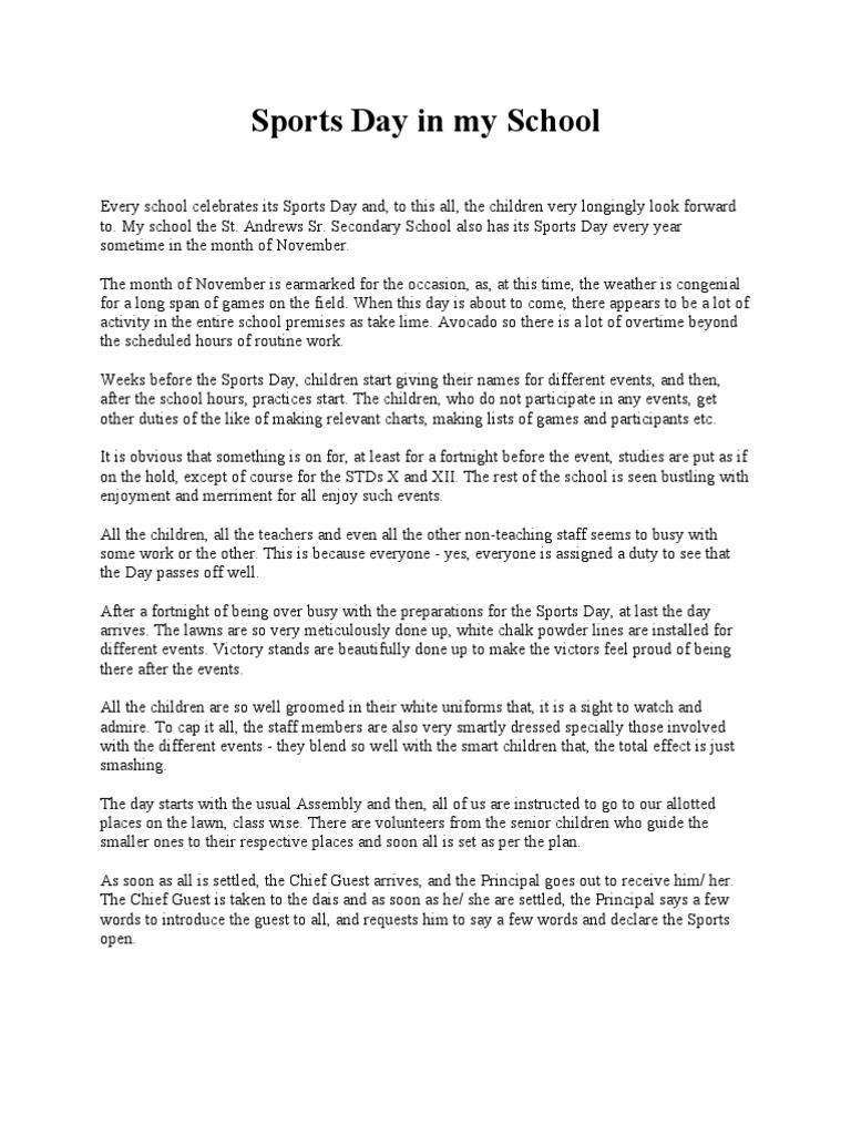 Sports Day in My School | PDF