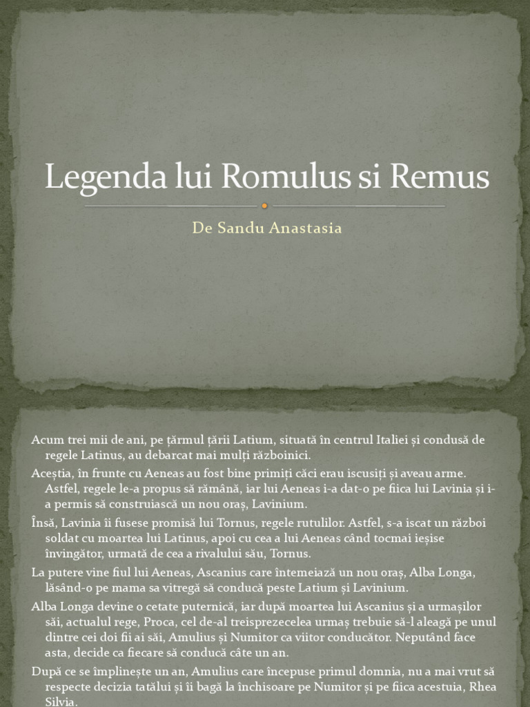 Legenda Lui Romulus Si Remus | PDF