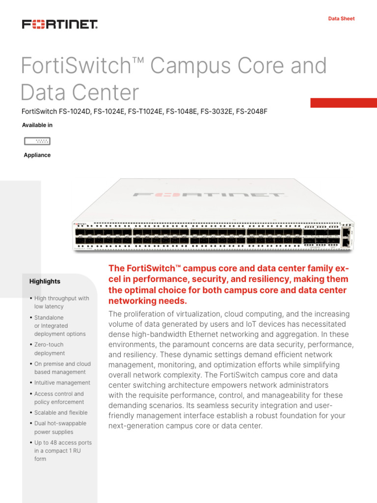 FortiSwitch Data Center Series | PDF | I Pv6 | Internet Protocols