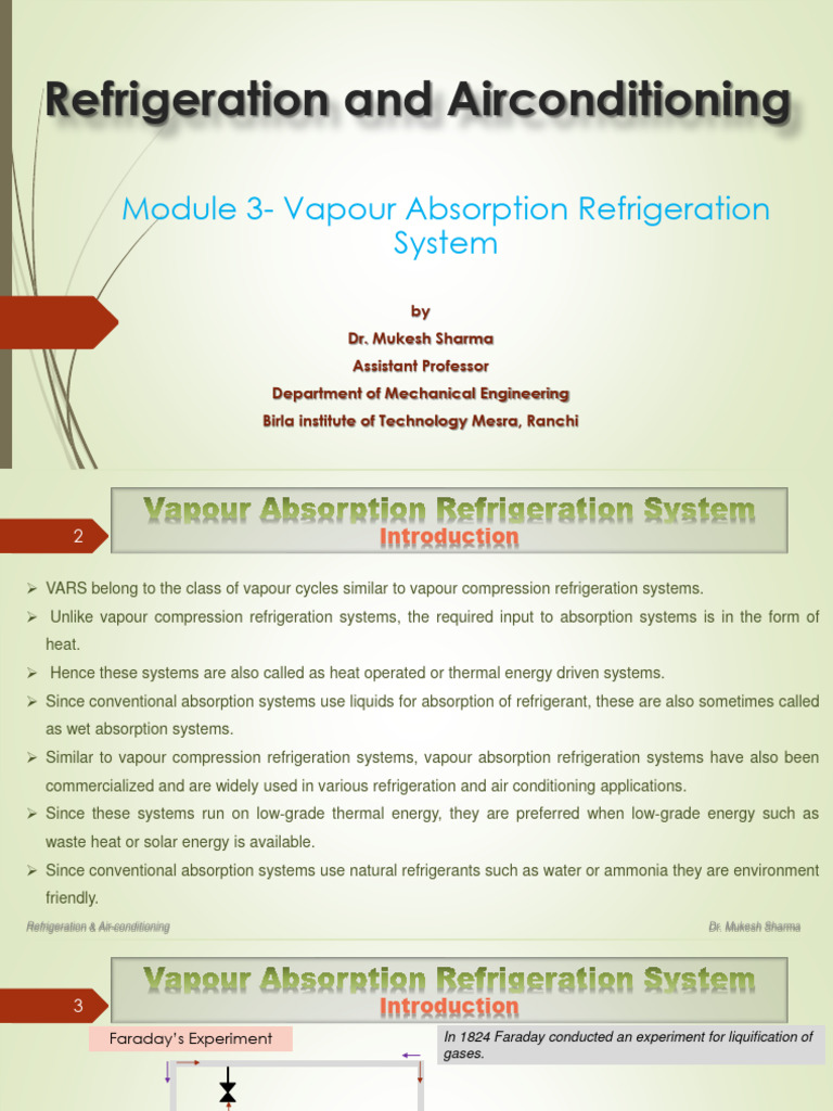 Module 3 - Vapour Absorption Refrigeration System | PDF | Refrigeration | Heat