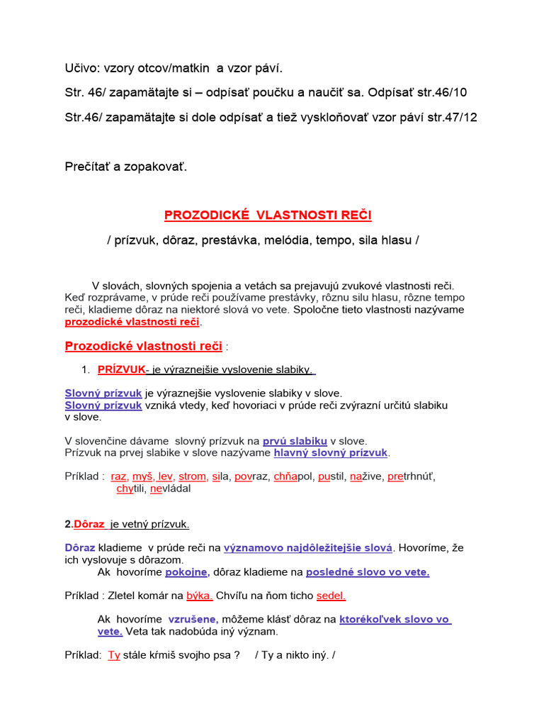 Prozodicke Vlastnosti Reci | PDF