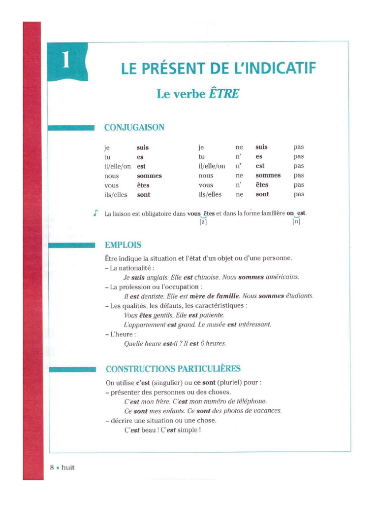 CONJUGAISONS_unité 1 | PDF