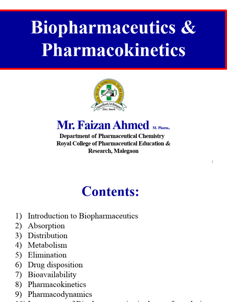 Introduction To Biopharmaceutics | PDF | Pharmacokinetics | Bioavailability