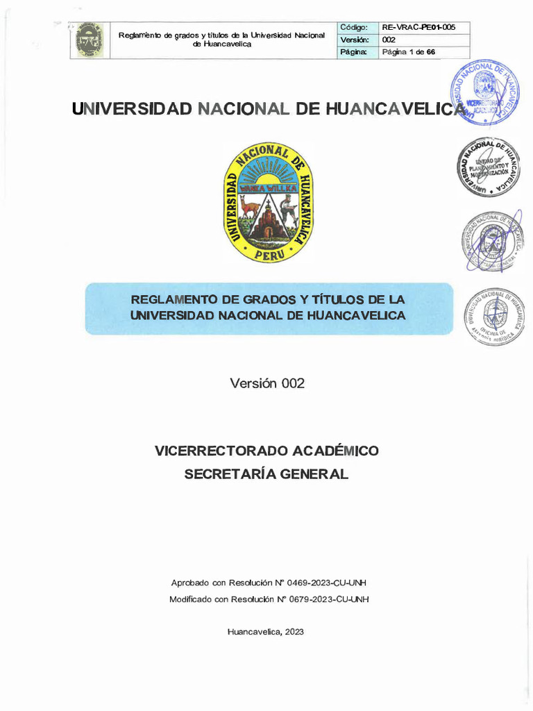 Reglamento Grados y Títulos Julio 2023 | PDF | Universidad | Plan de ...