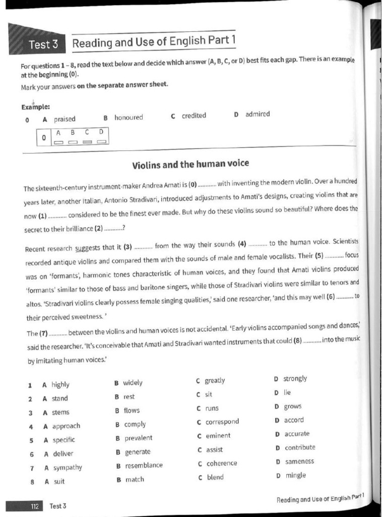Reading and Use of English - Test 3 | PDF