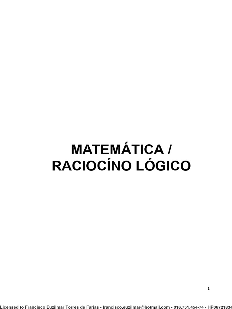 Matemática+ +raciocíno+lógico | PDF | Argumento | Falácia