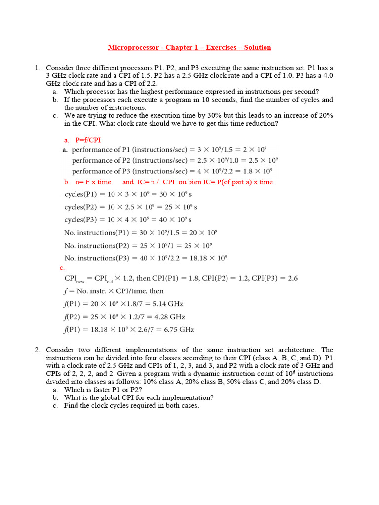 TD Micro Chap1 With Sol-2022 | PDF | Central Processing Unit | Computing