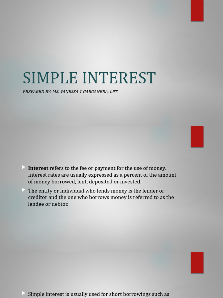 Simple Interest Concepts and Exercises | PDF | Finance & Money ...