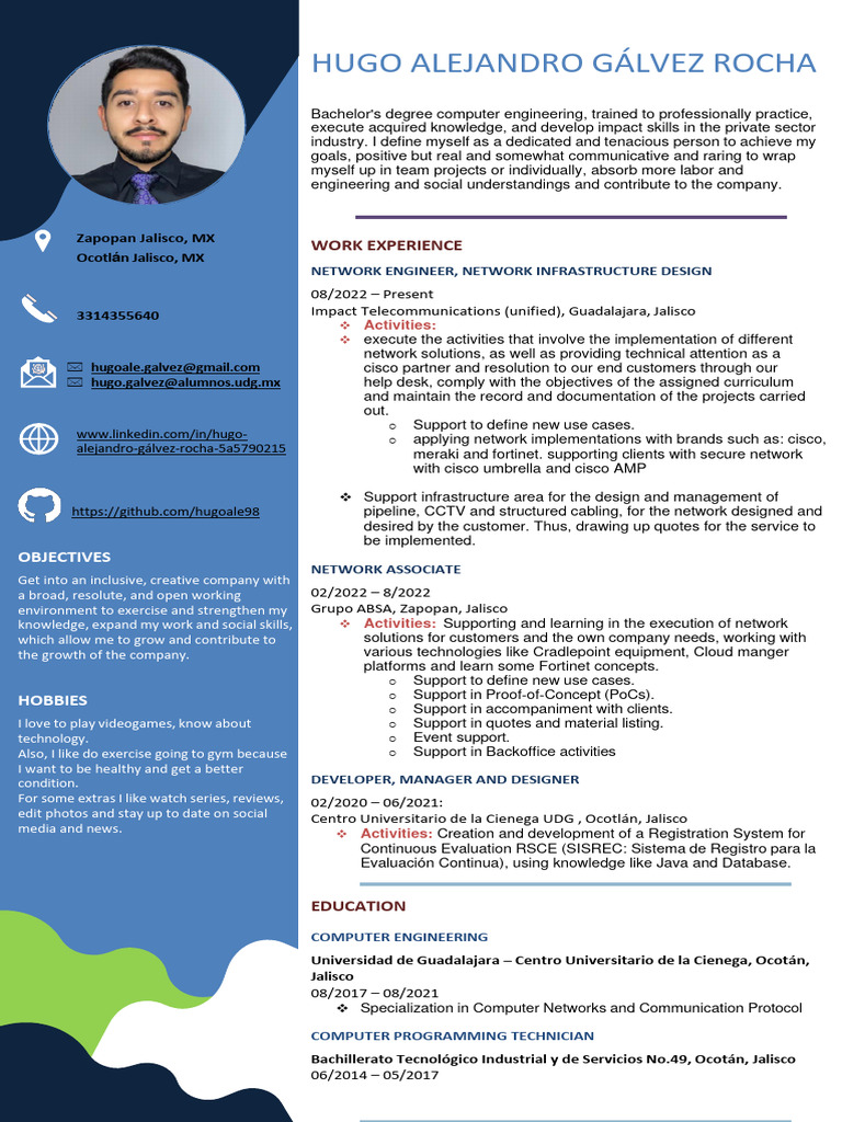 Resume - Hugo Alejandro Galvez Rocha | PDF | Cisco Certifications | Computing