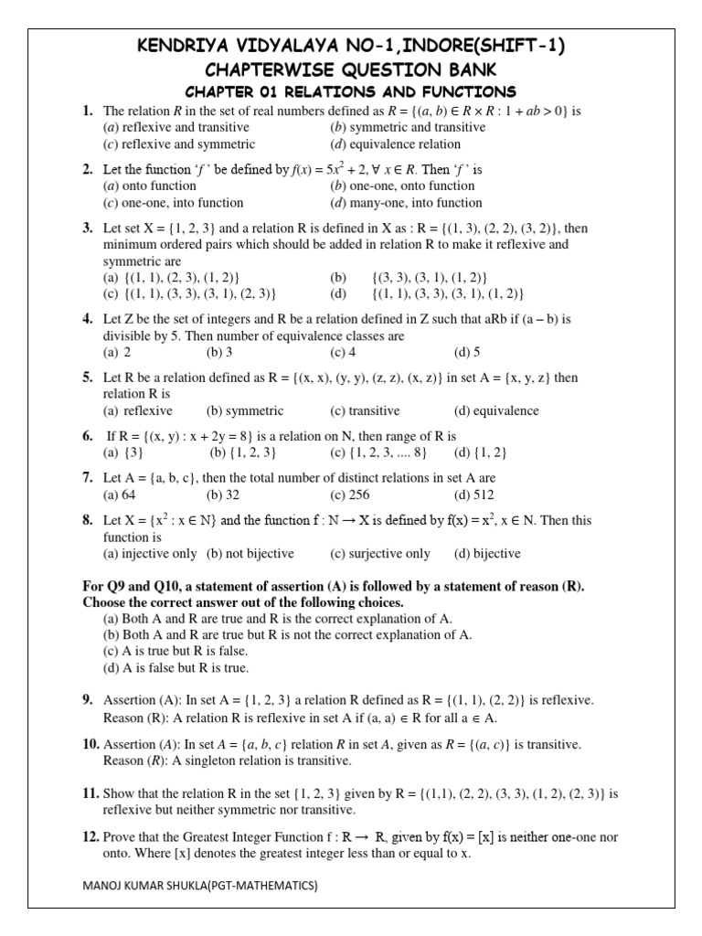 Question Bank (Class 12) | PDF | Matrix (Mathematics) | Mathematical Objects