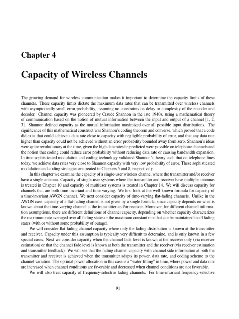 Ergodic Capacity of Wireless Channels | PDF | Communication | Electronics