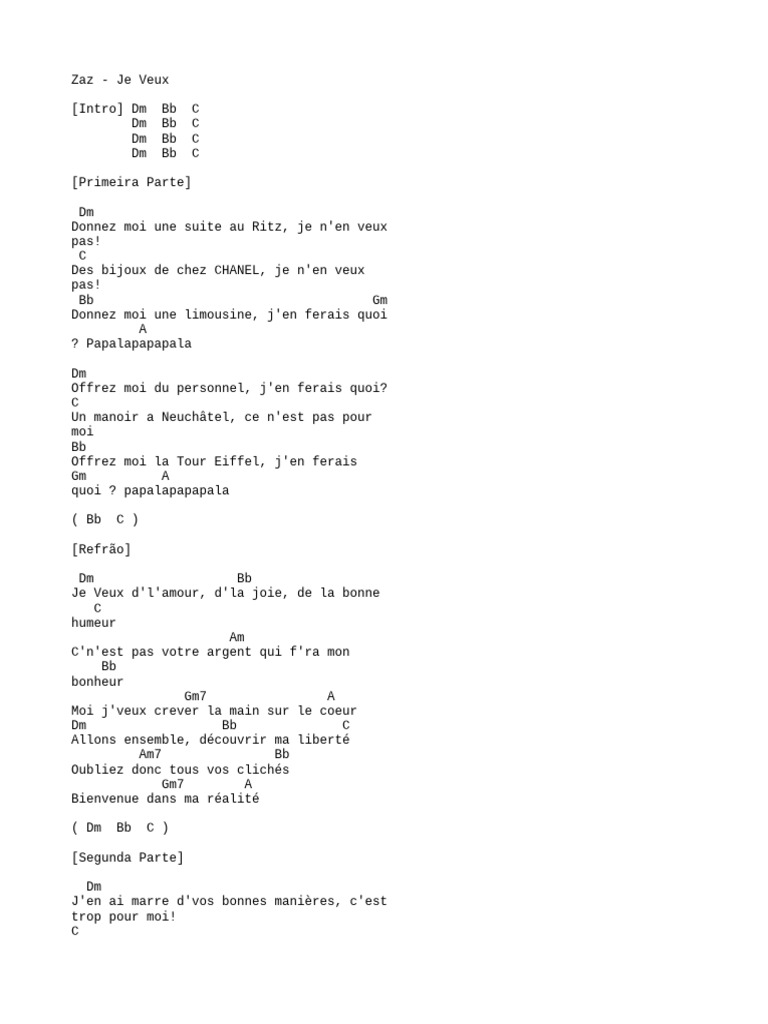 Zaz - Je Veux | PDF