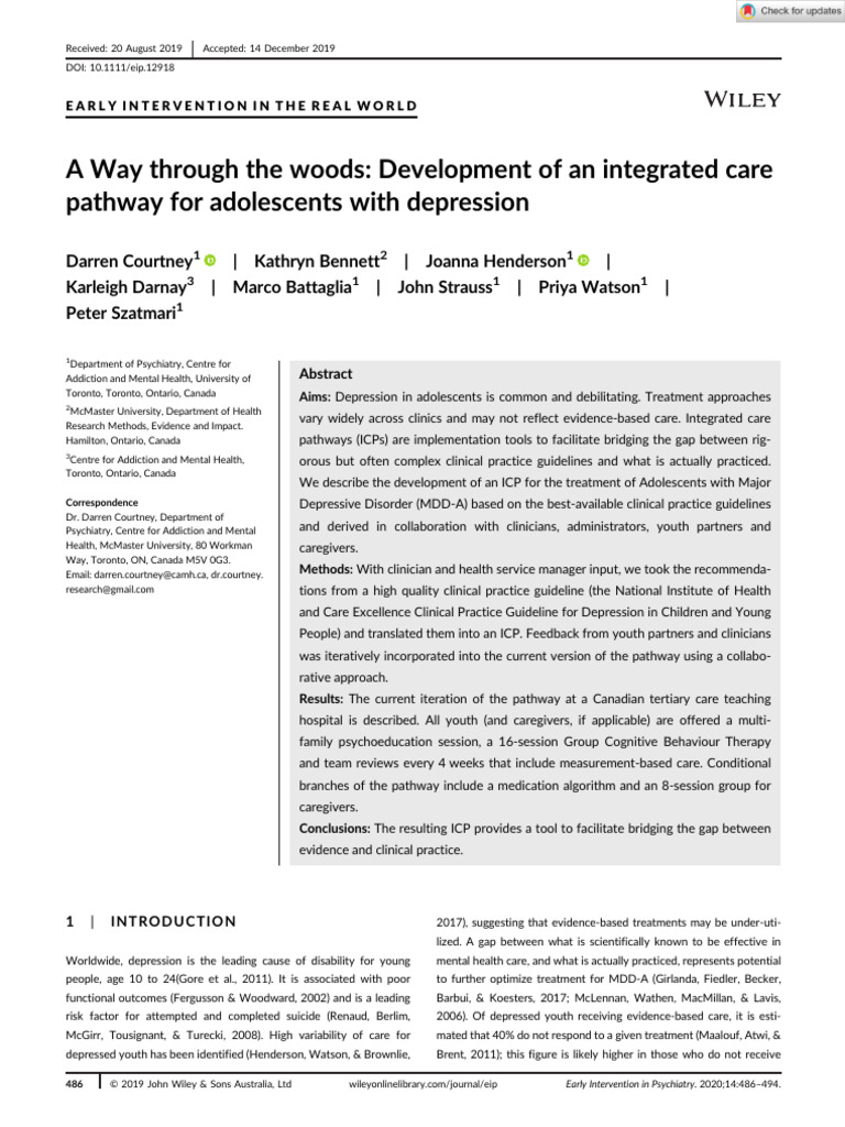 Early Intervention Psych - 2019 - Courtney - A Way Through The Woods ...