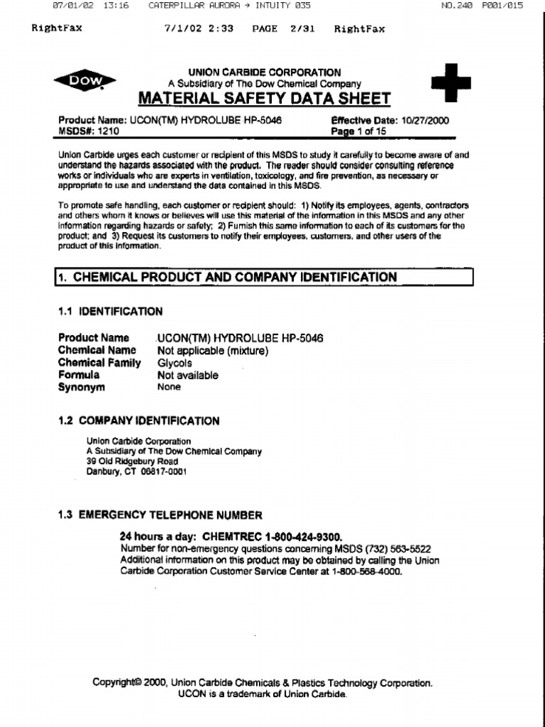 Ucon-Hydrolube-Hp-5046 - Dow - Fispq | PDF