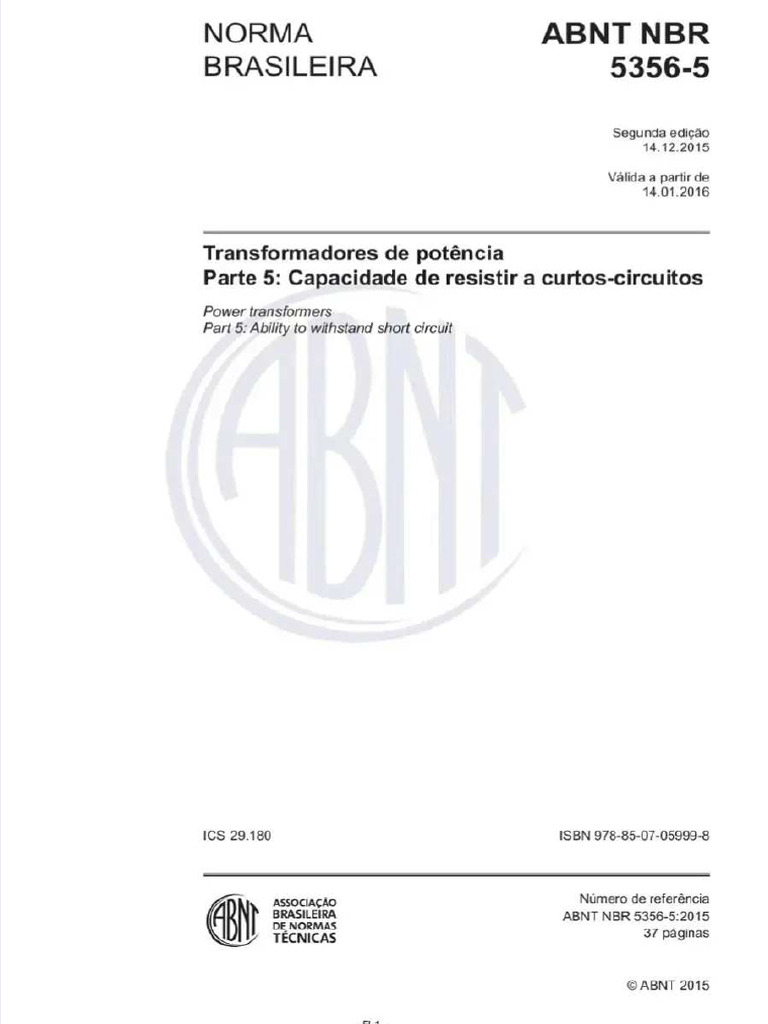 NBR 5356 5 de 122015 Transformadores de Potencia Parte 5 Capacidade de ...