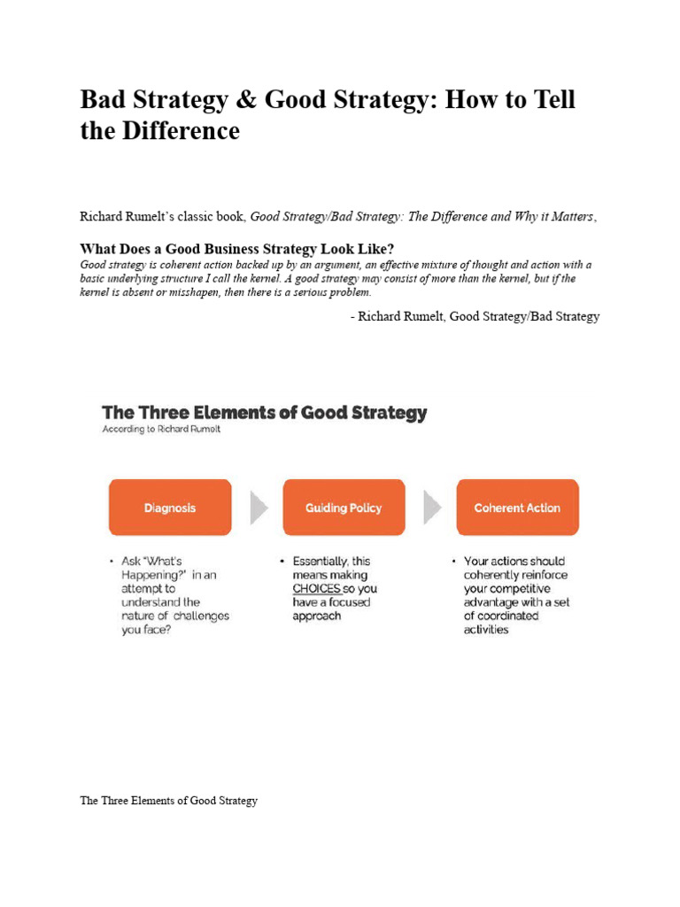 Good Strategy Bad Strategy GT Summary | PDF | Strategic Management ... Good Strategy Bad Strategy GT Summary | PDF | Strategic Management ...
