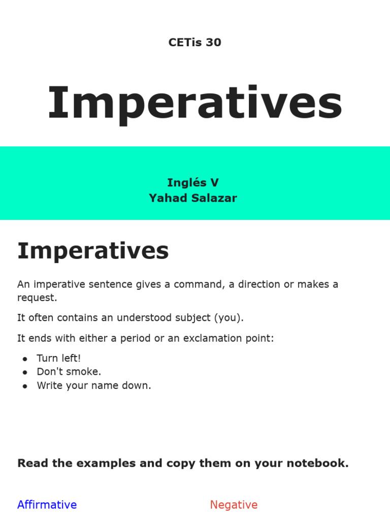 Imperatives 084842 | PDF