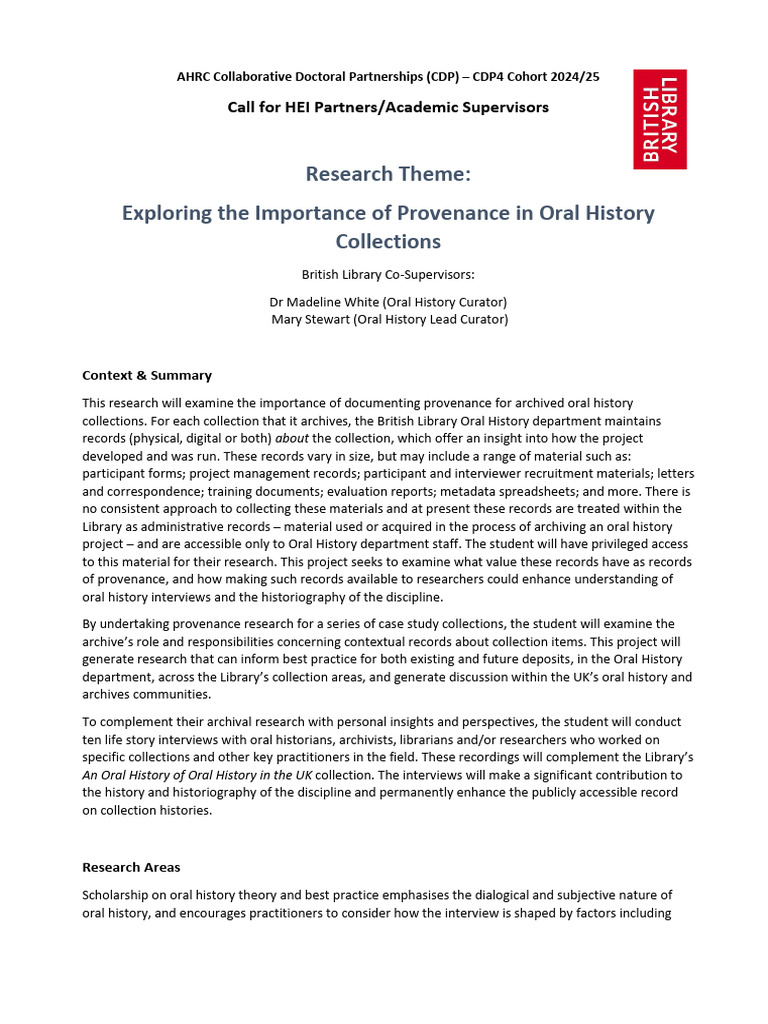 Provenance in Oral History Research | PDF | Oral History | Libraries