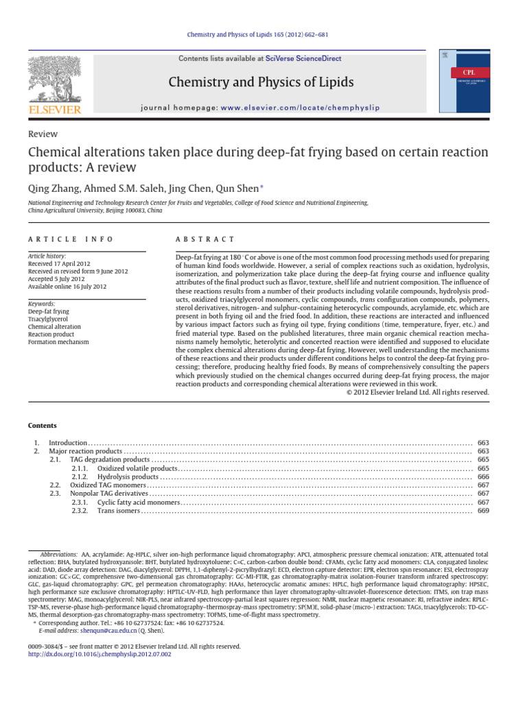 Chemical Alterations Taken Place During Deep-Fat Frying Based On ...