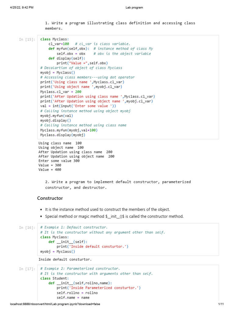 Lab Program Pdf Method Computer Programming Constructor Object Oriented Programming