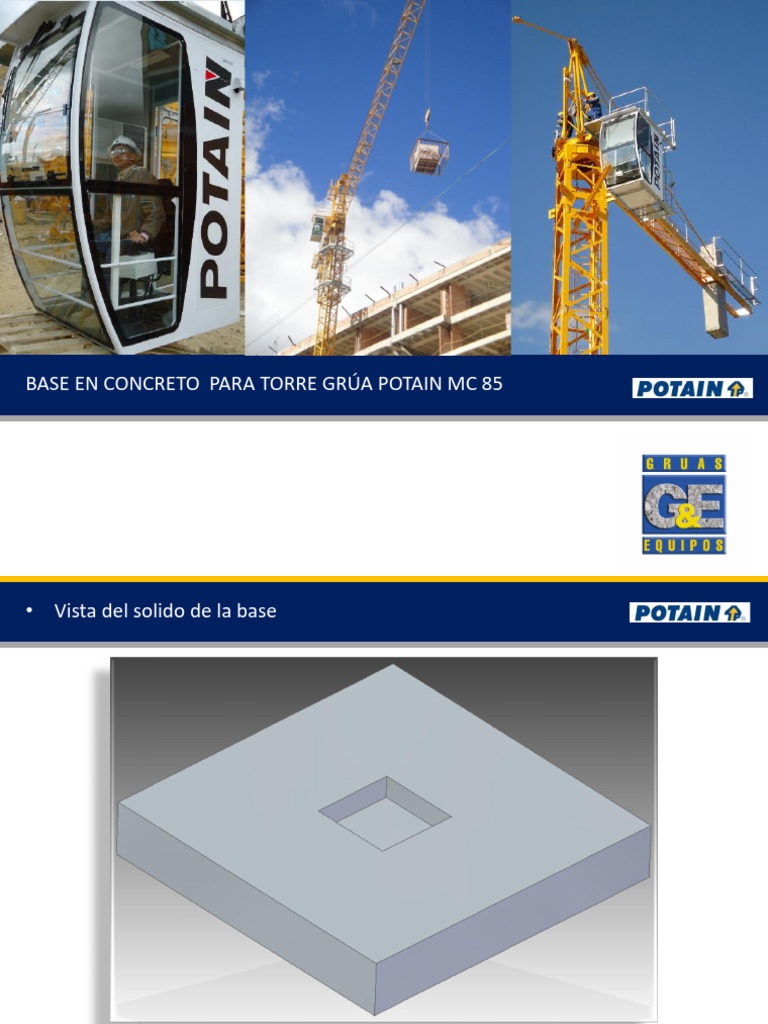 BASE EN CONCRETO PARA CHASIS DE TORRE GRÚA MC85 H 40. m-VERDE LIMA | PDF
