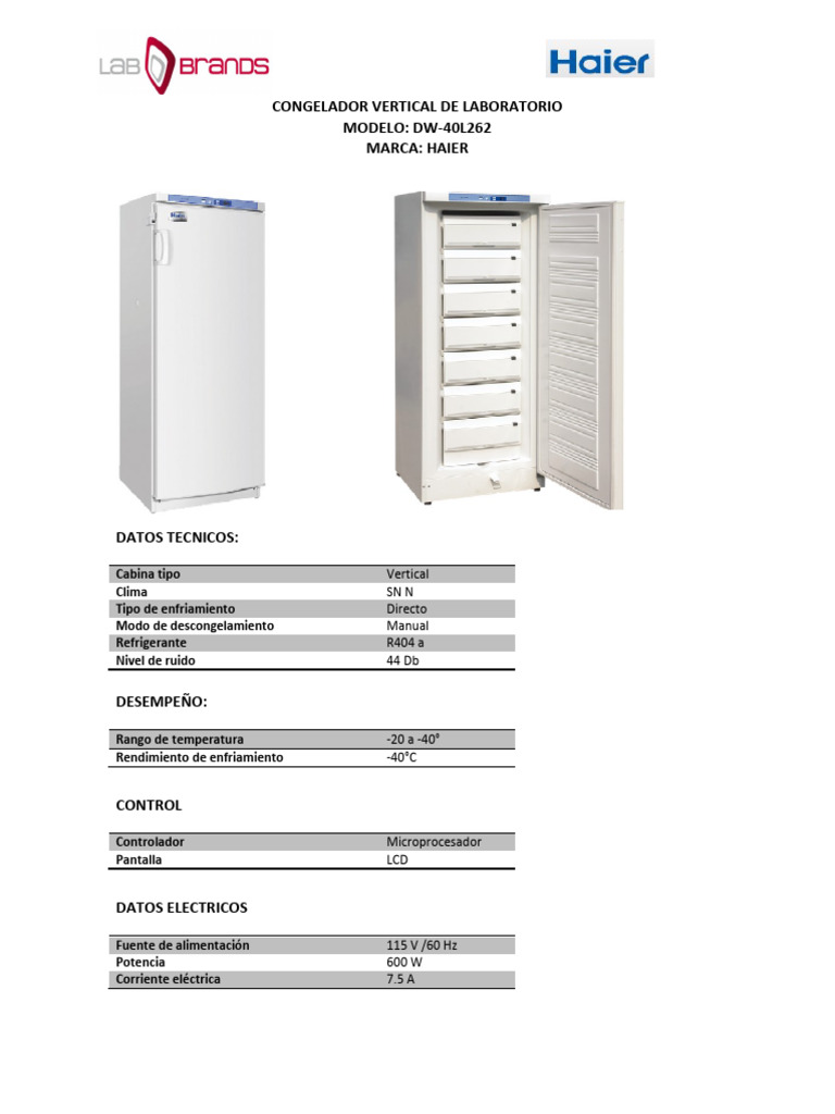 Congelador Vertical Haier DW-40L262 | PDF | Pantalla de cristal líquido ...