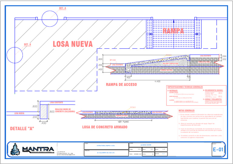 Plano Losa y Rampa de Concreto | PDF | Hormigón | Sector secundario de la economía