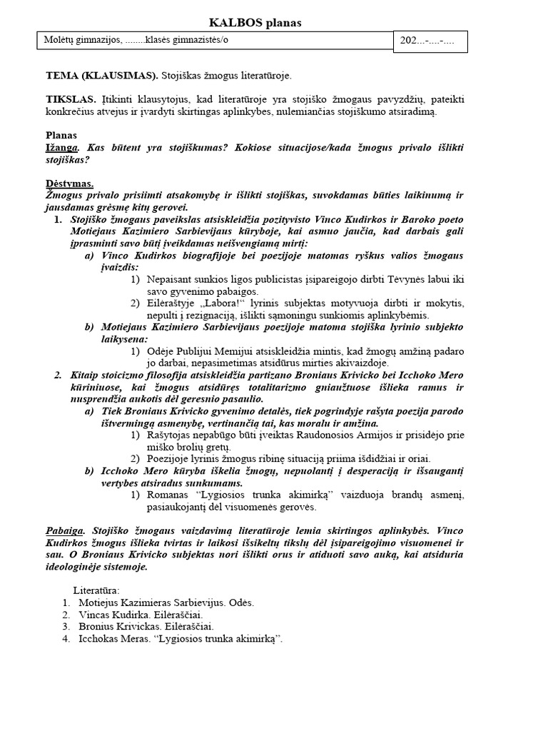 Kalbejimo Planas. | PDF