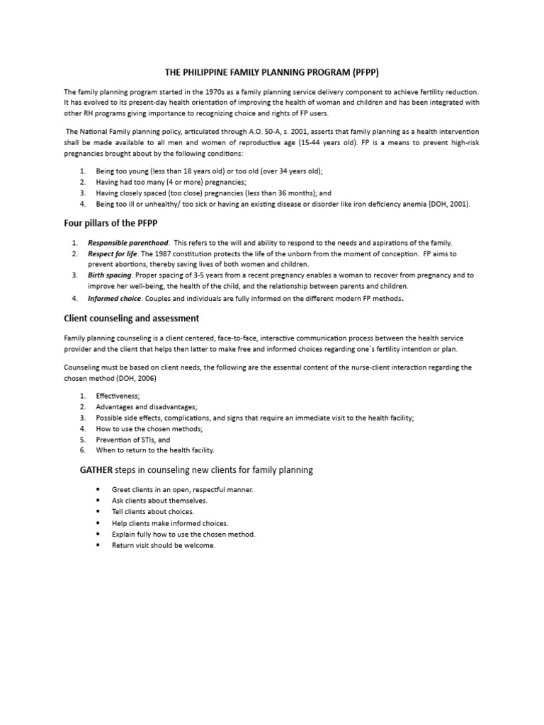 The Philippine Family Planning Program Pdf Family Planning Pregnancy