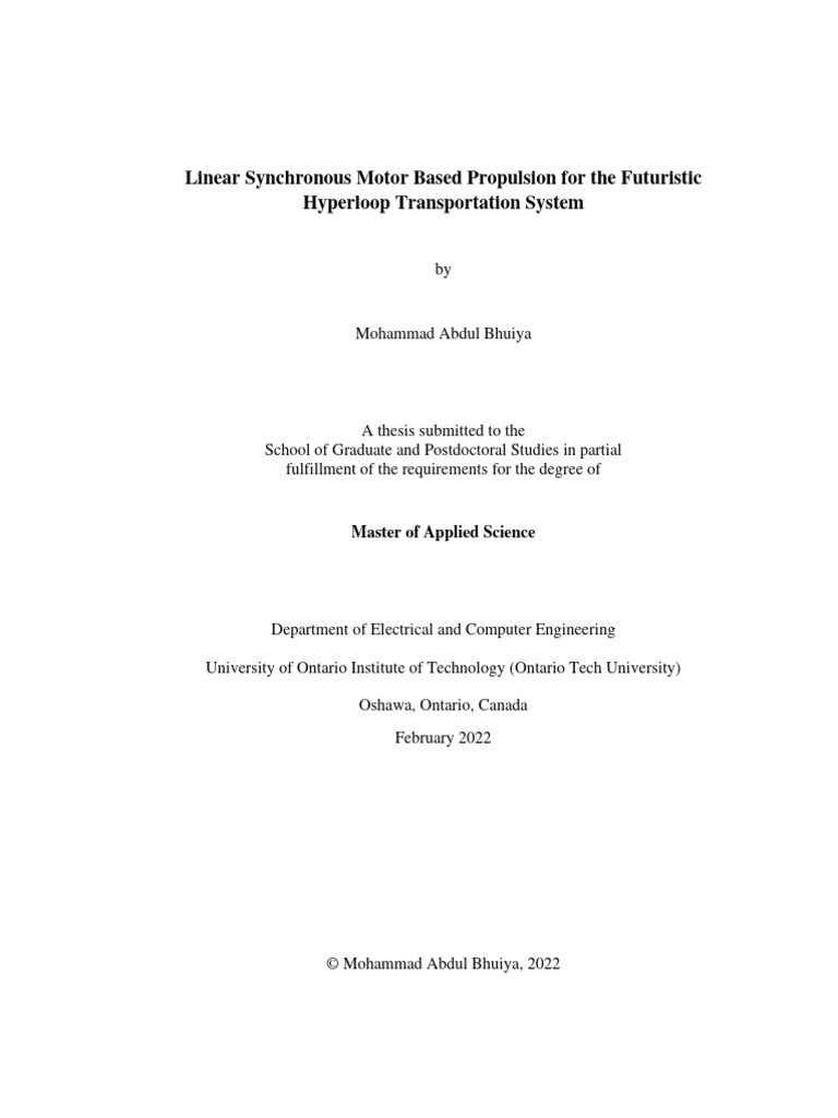 Linear Synchronous Motor Based Propulsion For The Futuristic Hyperloop ...