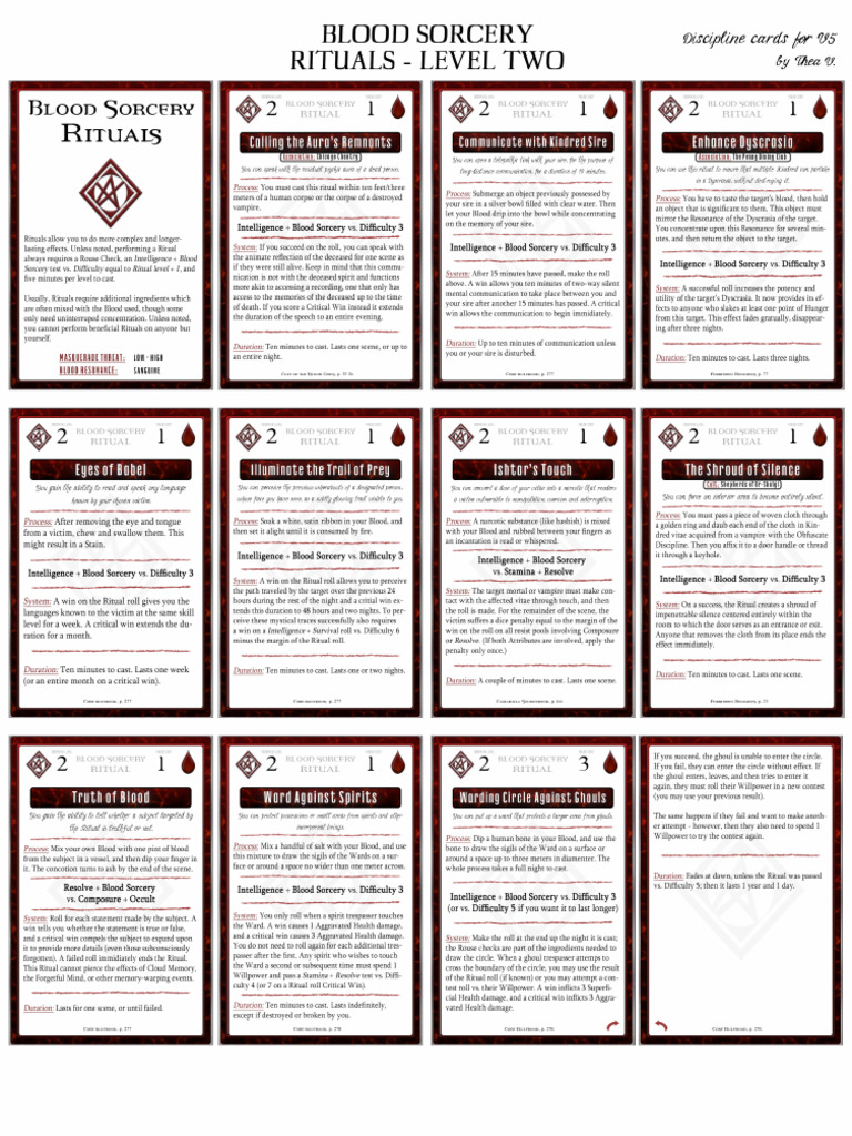 Blood Sorcery Rituals Level 2 | PDF