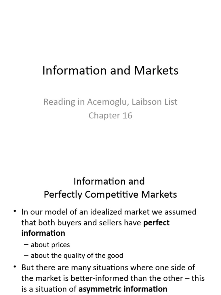 Asymmetric Information in Markets | PDF | Adverse Selection | Moral Hazard