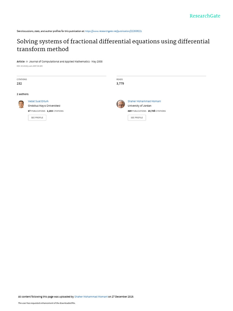 Solving Systems of Fractional Differential Equatio | PDF | Equations ...