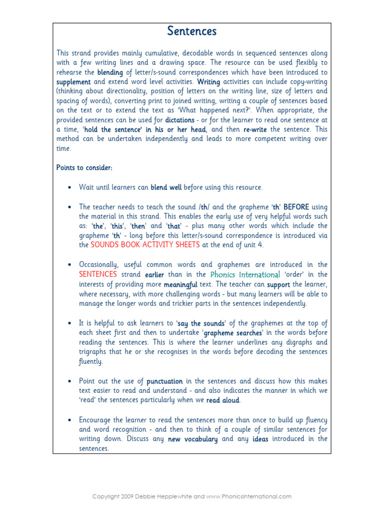 Sentences Unit 2b Combined | PDF | Phonics | Reading (Process)