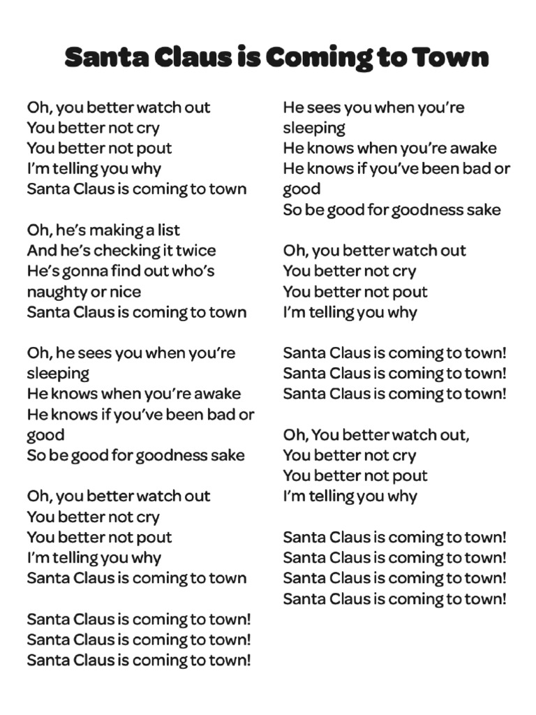 Santa Claus Is Coming To Town | PDF