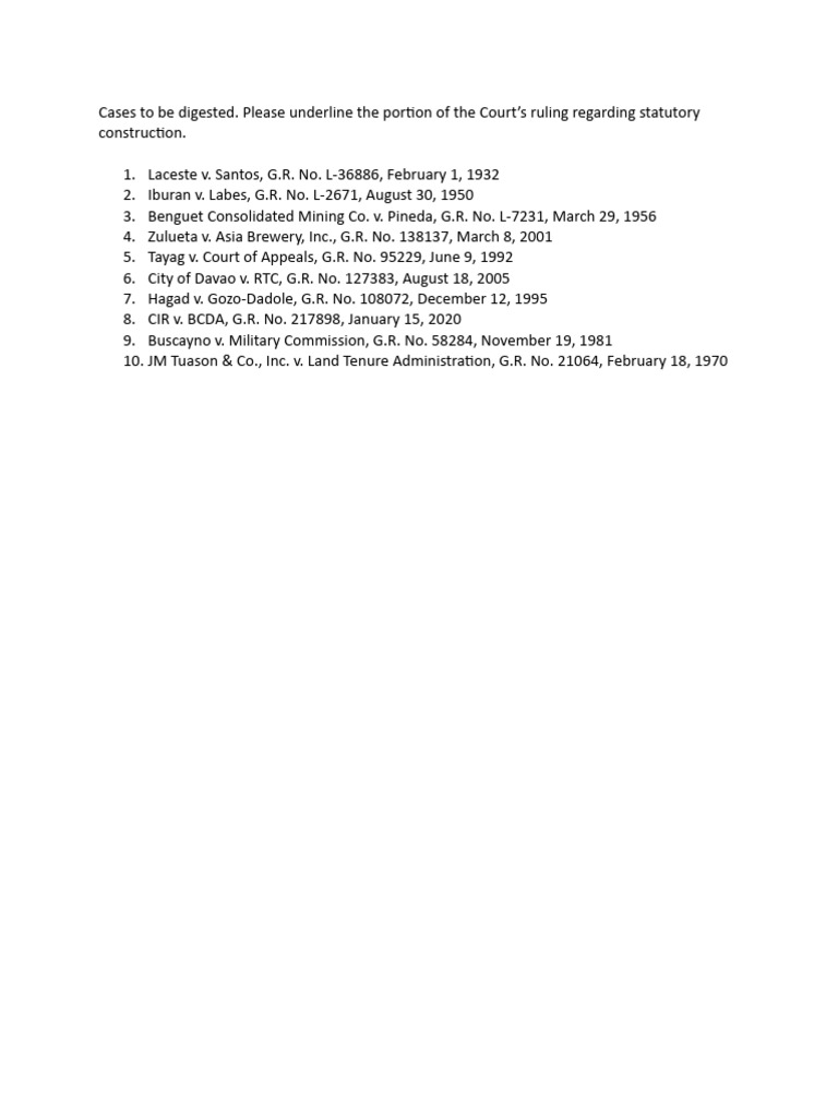 Cases To Be Digested - StatCon | PDF | Technology & Engineering