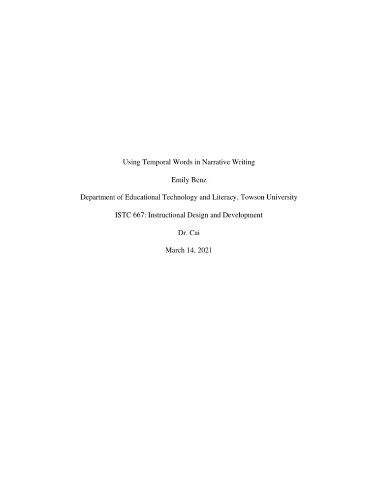 Temporal Words in Narrative Writing | PDF | Instructional Design ...