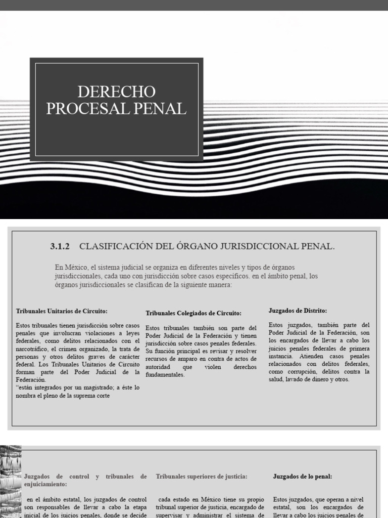 Derecho Procesal Penal Diapositivas | PDF | Judicaturas | Jurisdicción
