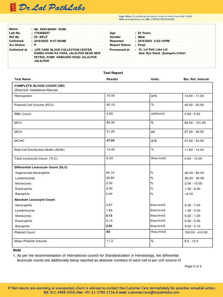 CBC Lalpath | PDF | White Blood Cell | Clinical Pathology