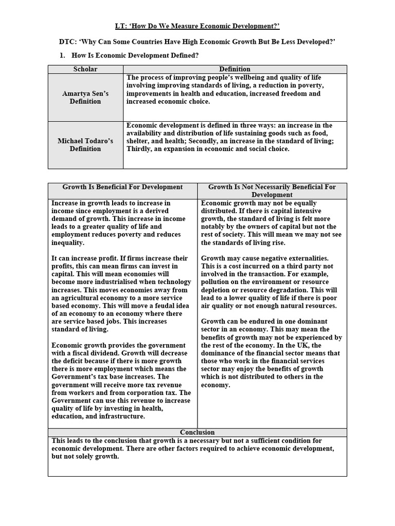 How Do We Measure Economic Development | PDF | Economic Growth ...