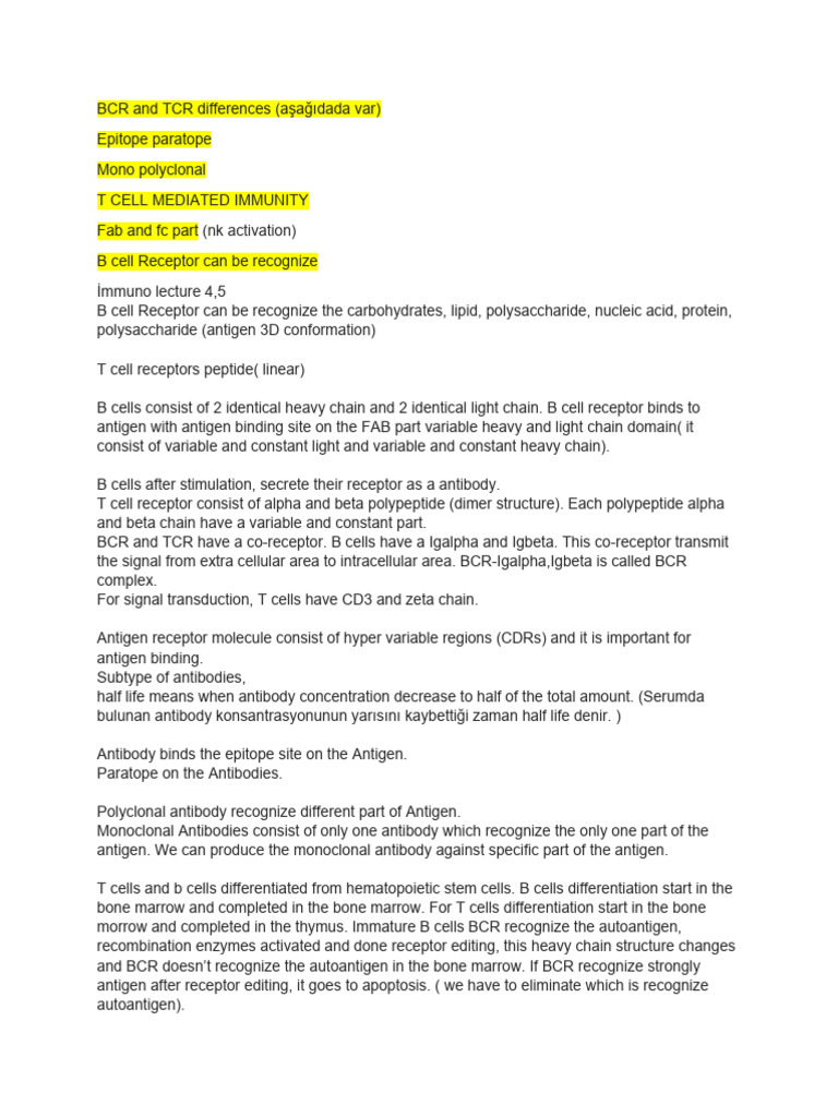BCR and TCR Differences | PDF | T Cell | Antibody