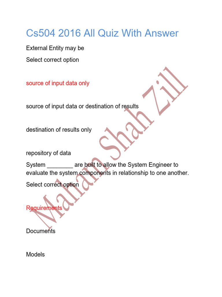 CS504 Solved Mega File With Reference | PDF | Class (Computer Programming) | Use Case