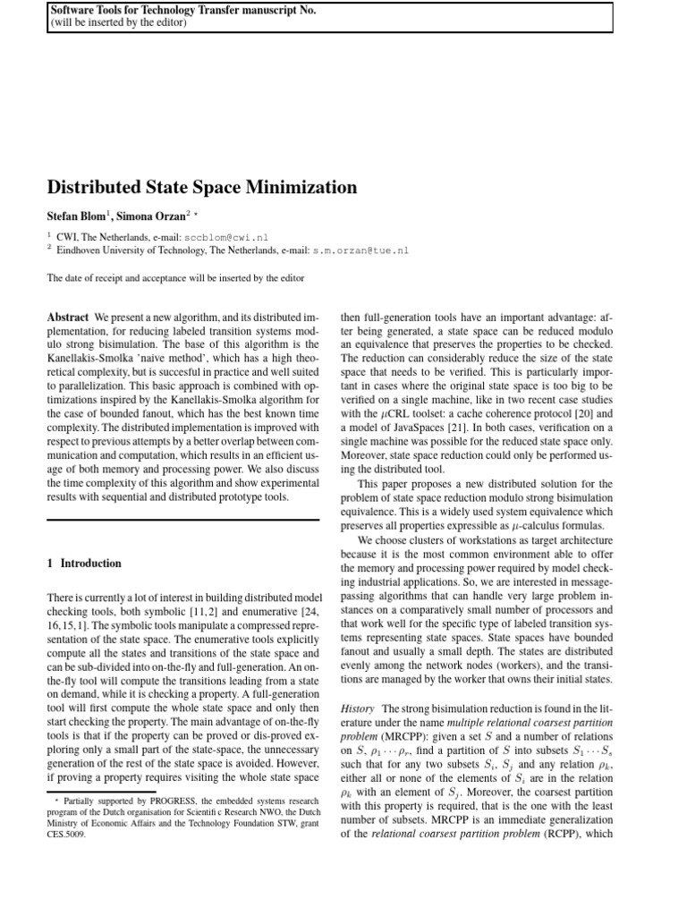 Distributed State Space Minimization Pdf Time Complexity Algorithms