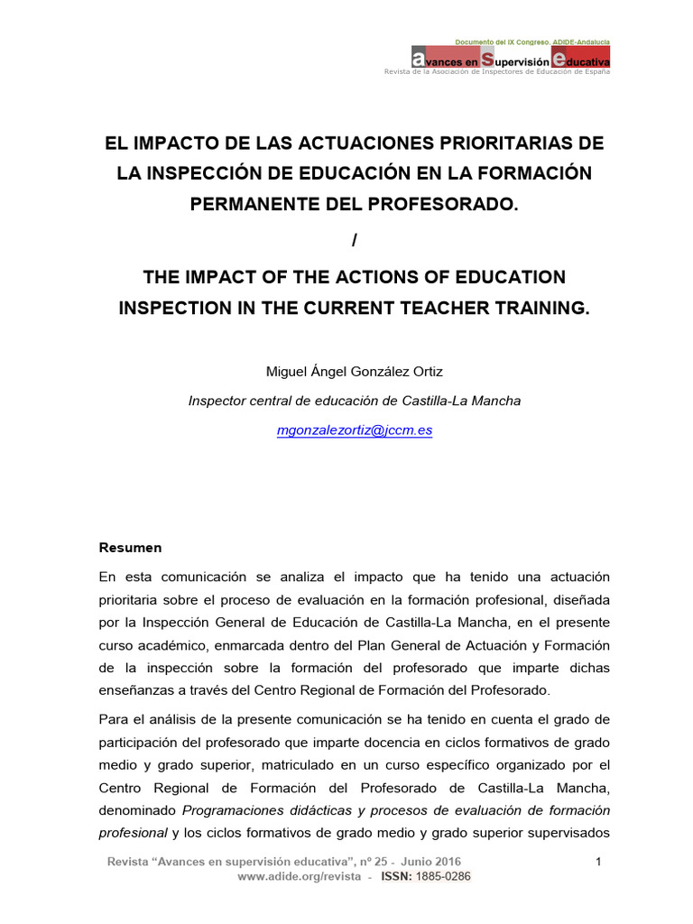 Ase25 Art03 Ix-Adide-Andal | PDF | Evaluación | Maestros
