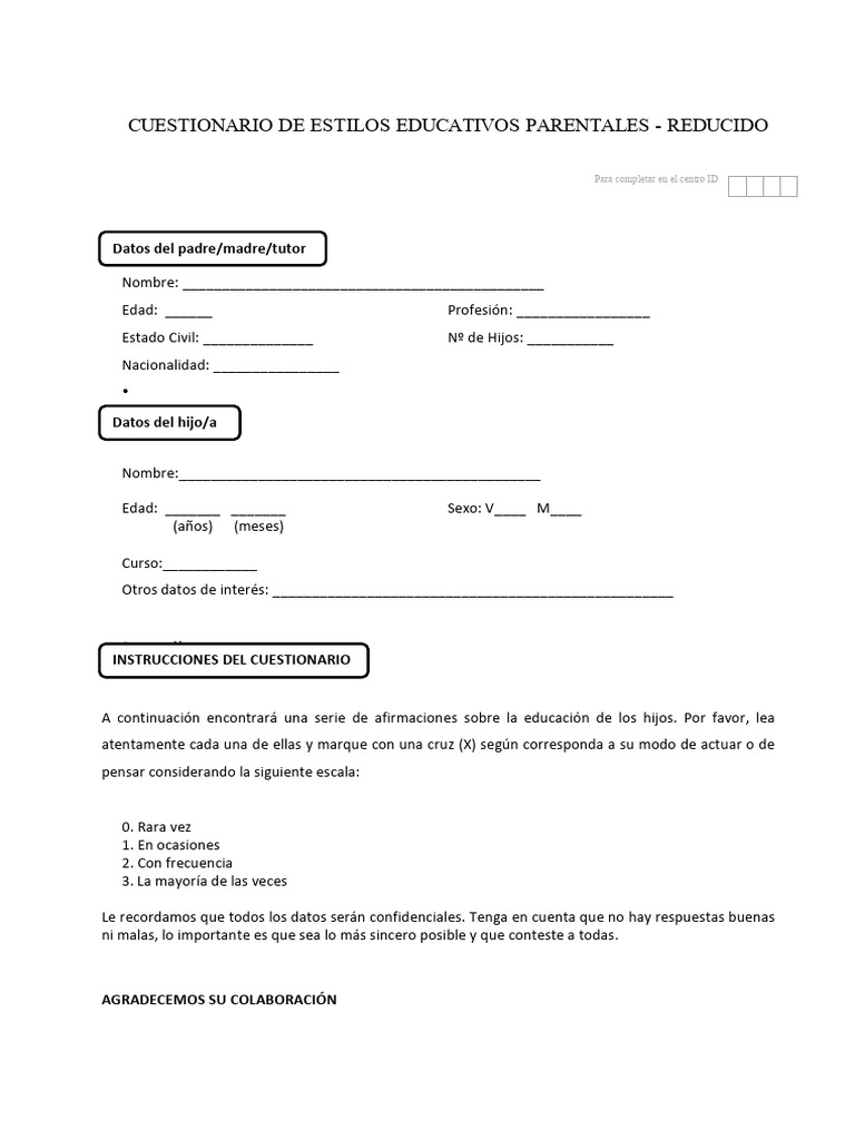 Cuestionario Ceep Reducido Pdf