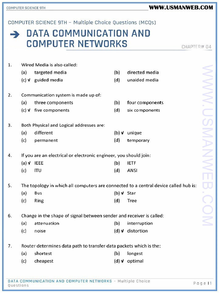 9th Computer CH 4 MCQs Notes | PDF