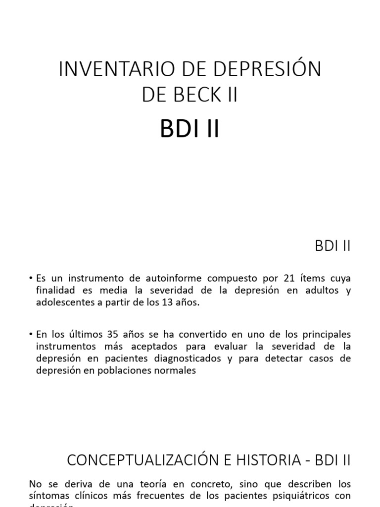 Inventario de Depresión BDI II: Guía Completa | PDF | Trastorno ...